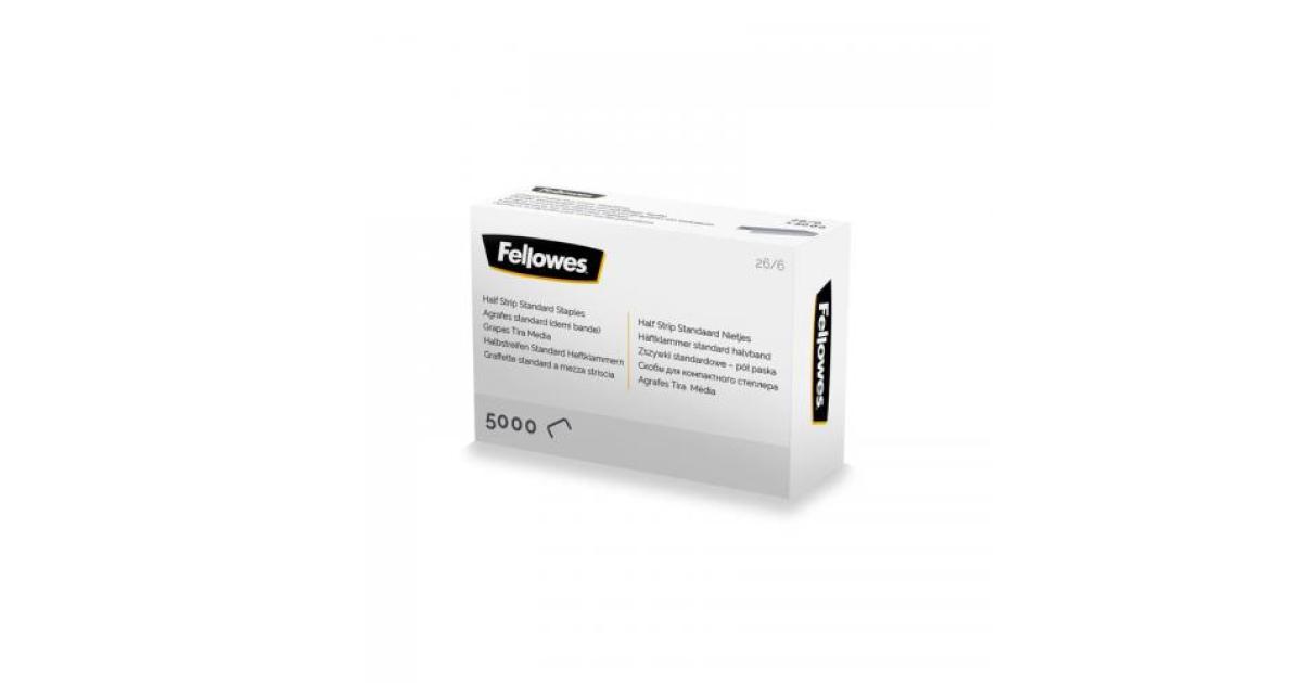 Fellowes 26/6 Half Strip Staples (Pack 5000) | f-26/6 | Mkateb.com