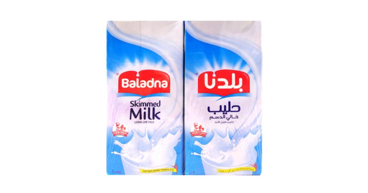 Baladna Skimmed Milk, 1L Pack of 4 | Baladna | Mkateb.com