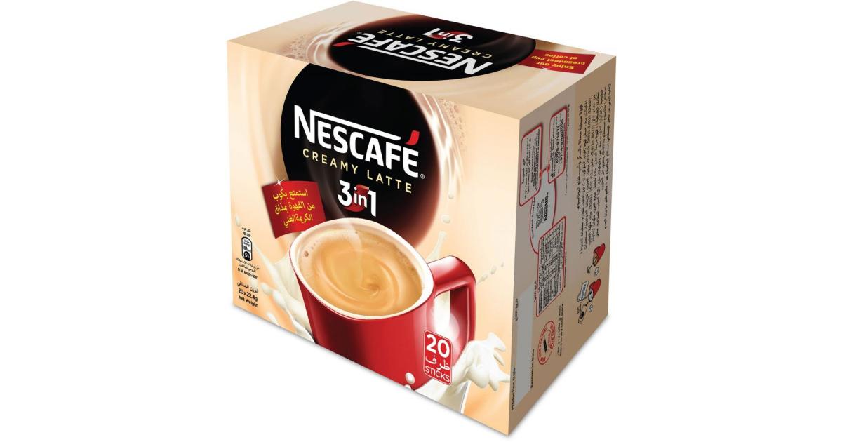 NESCAFE 3 in 1 Creamy Latte 22.5g, Pack Of 20 | 3in1 Creamy | Mkateb.com