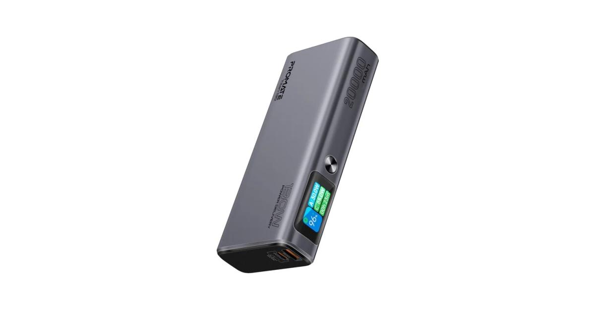Promate Titan-130,Multi-Port Power Delivery Power Bank with TFT LCD ...