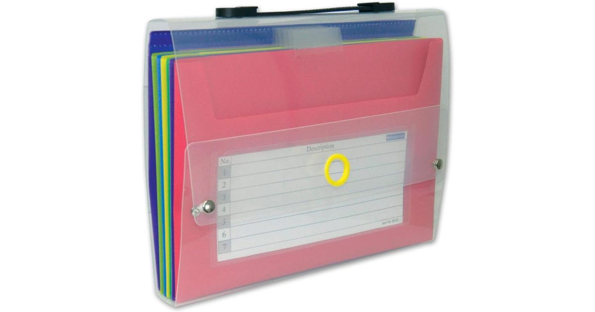 Sliding File With 7 Pockets, Clear Strip Cover | bindermax7 | Mkateb.com